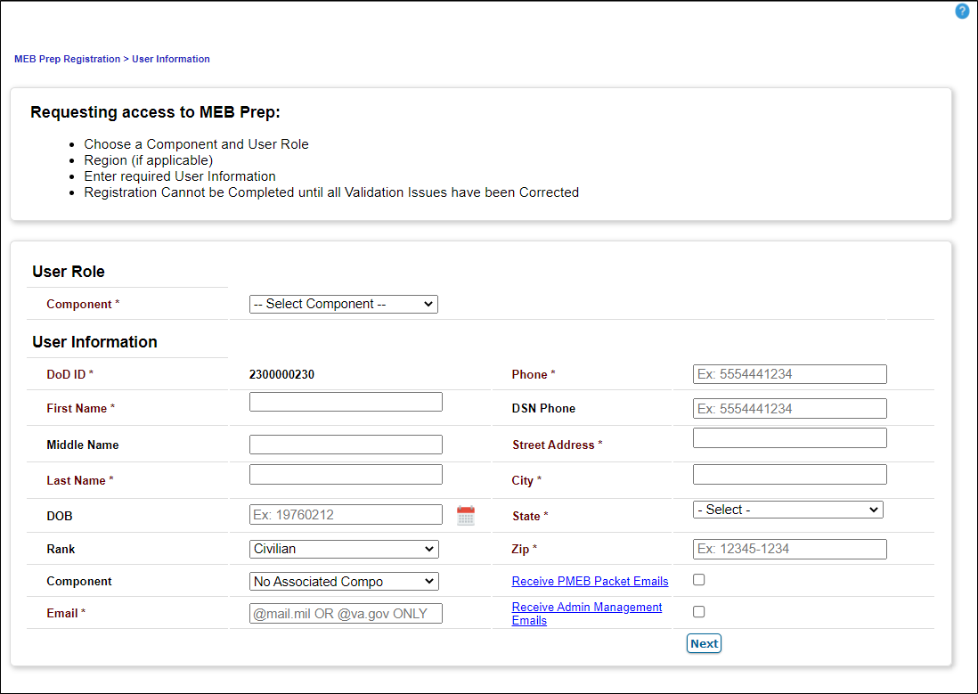 MEB Prep Registration